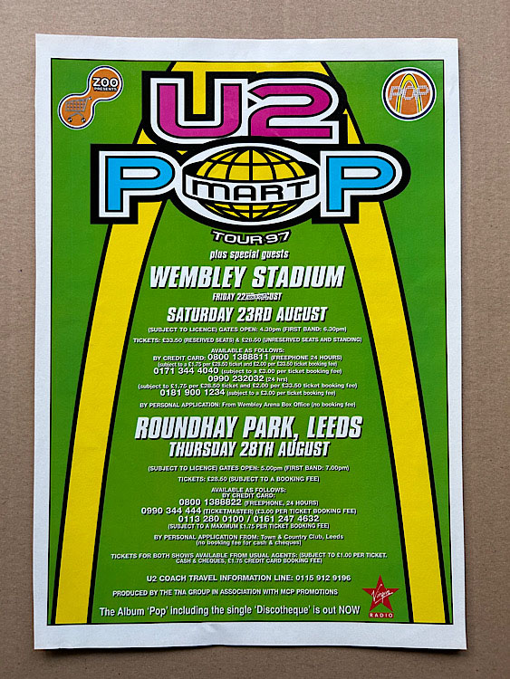 U2 Pop mart tour 1997 (Vinyl Records, LP, CD) on CDandLP